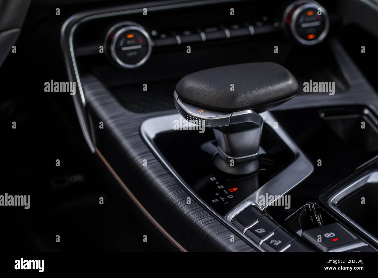 Modern automatic gearbox. Close up of the gearbox transmission handle ...