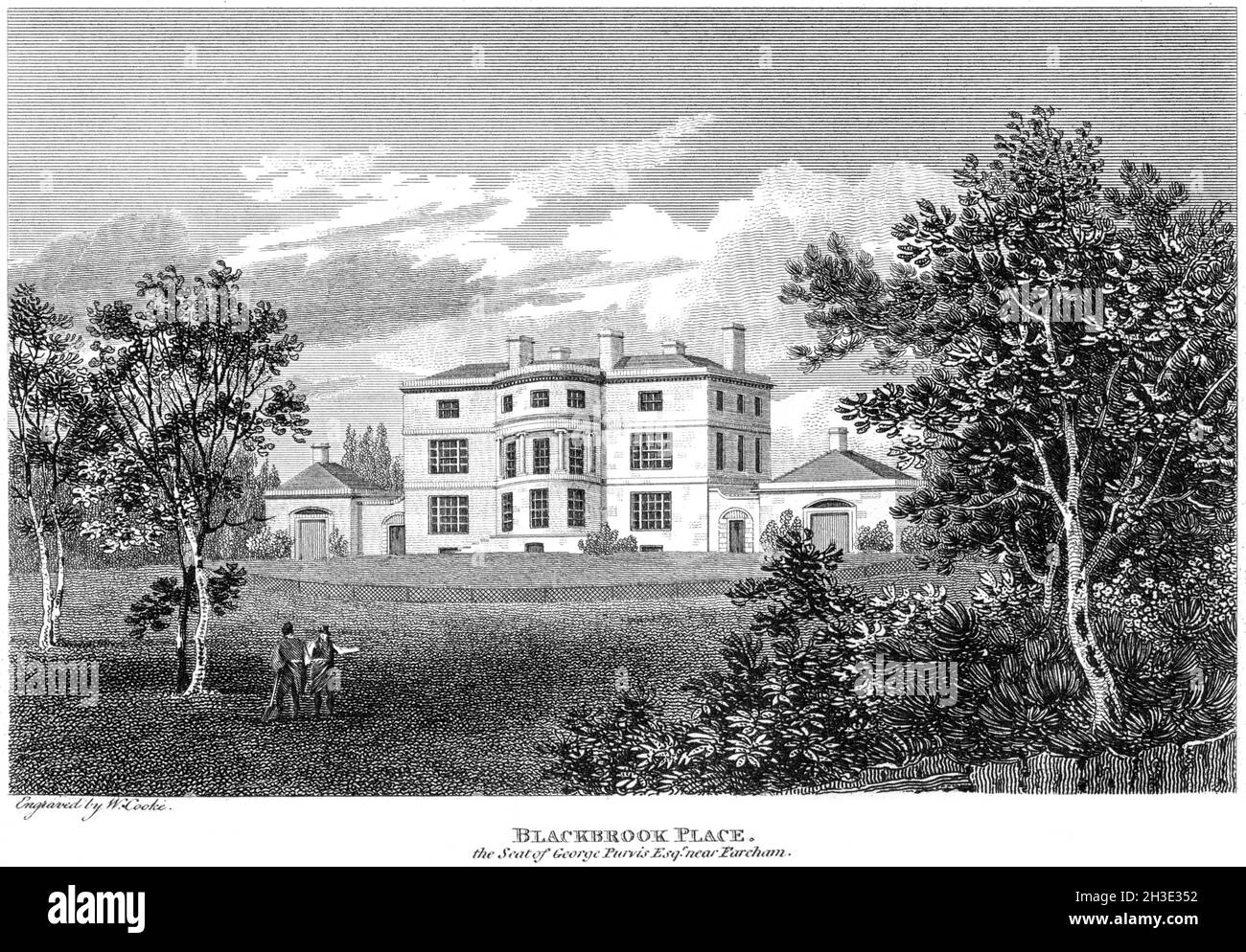 An engraving of Blackbrook Place the Seat of George Purvis Esq. near ...