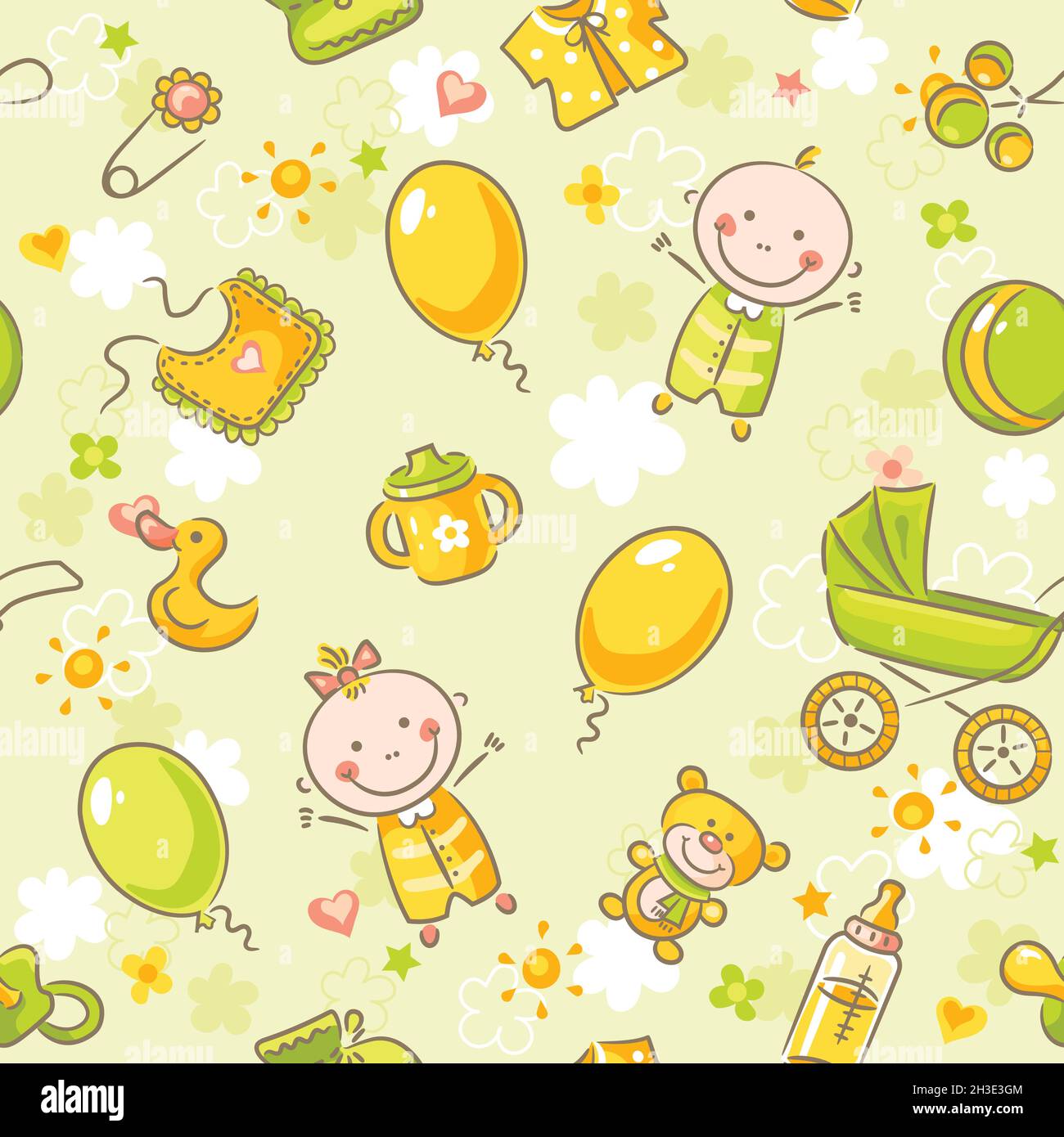 Seamless pattern with baby elements. Nice for baby fashion, wallpaper ...