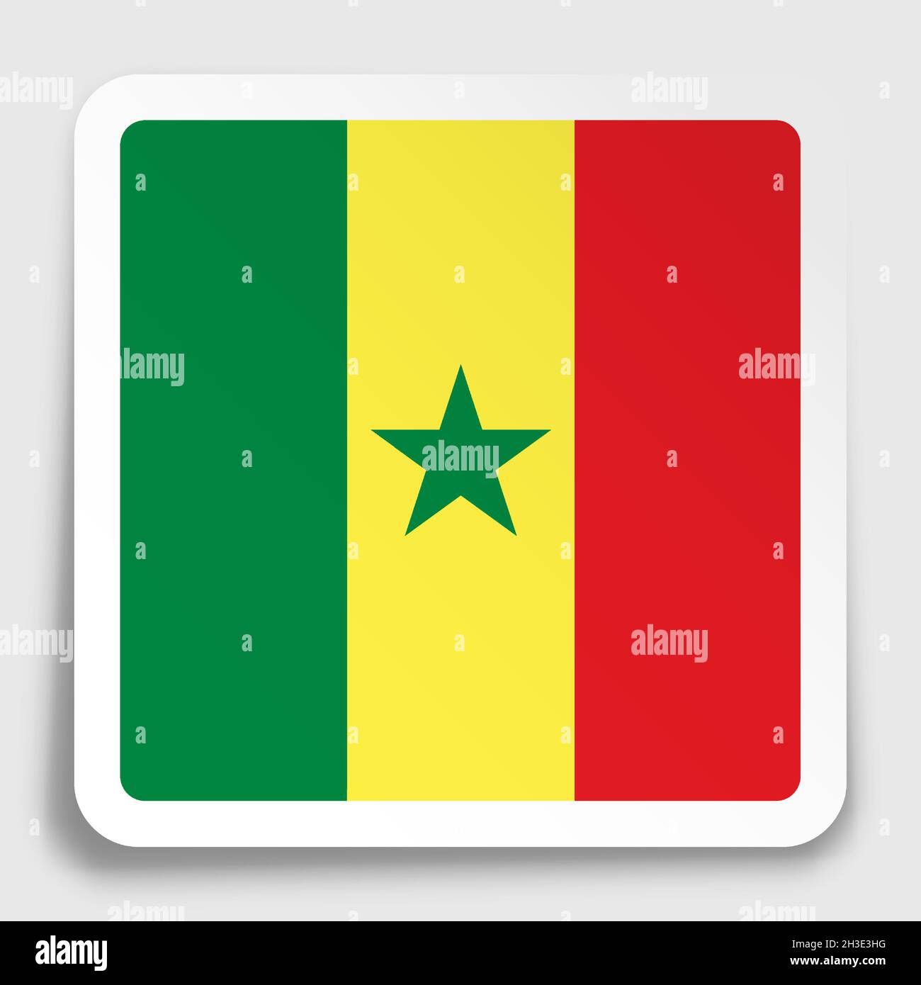 republic of Senegal flag icon on paper square sticker with shadow ...