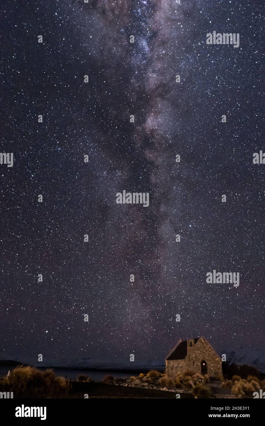 Rural brick house on a starry night Stock Photo - Alamy