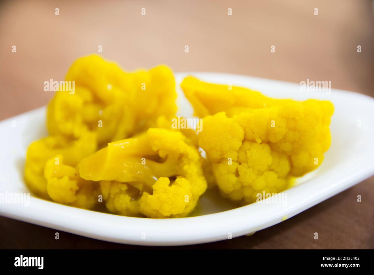 Pickled yellow cauliflower vegetables, traditional Middle eastern ...