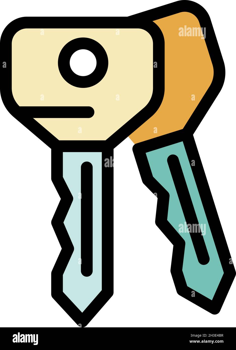 Two keys icon. Outline two keys vector icon color flat isolated Stock ...