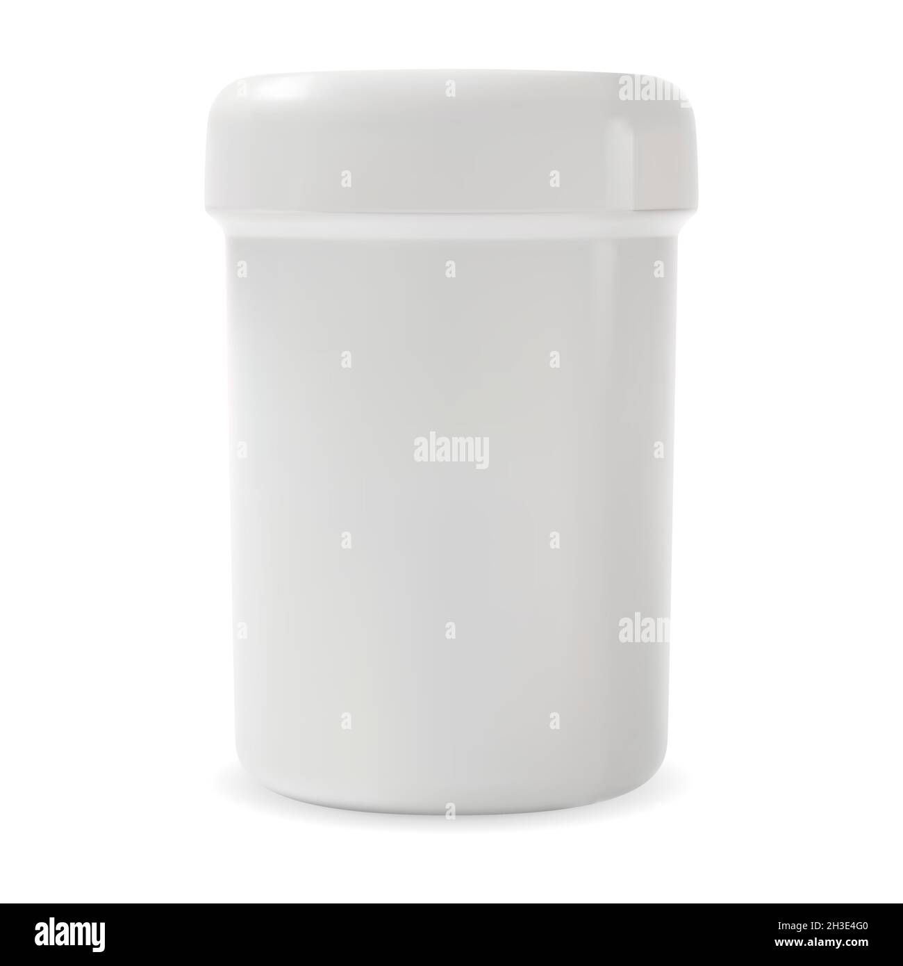 White vitamin pill bottle. Plastic supplement jar, medicine capsule box ...