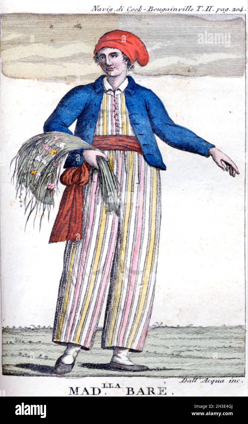 JEANNE BARET (1740-1807) French botanist who accompanied Antoine de ...