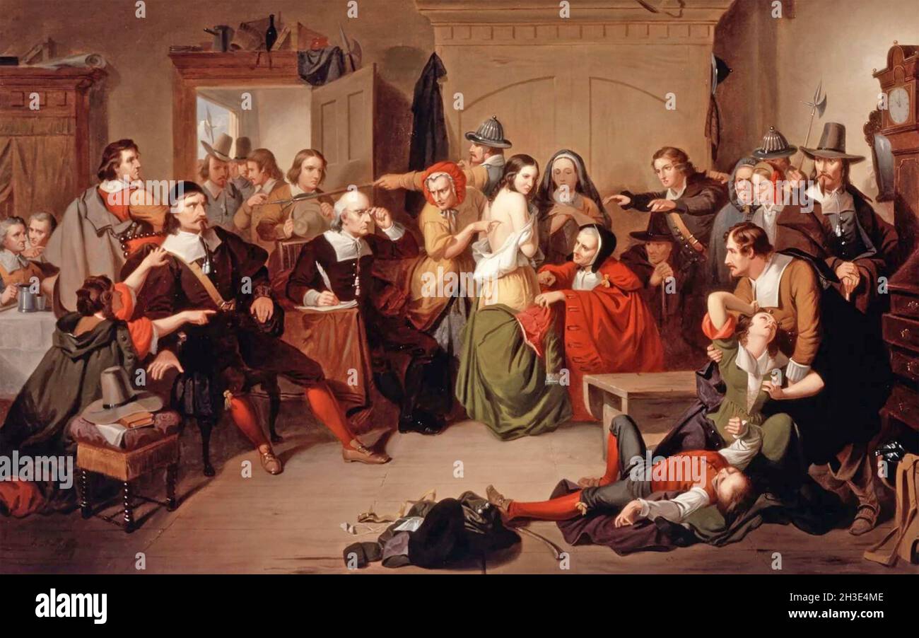 EXAMINATION OF A WITCH The 1853 painting by American artist Tompkins ...