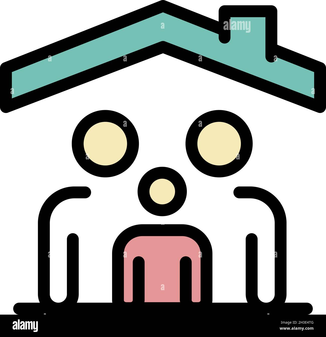 Family under the roof icon. Outline family under the roof vector icon ...