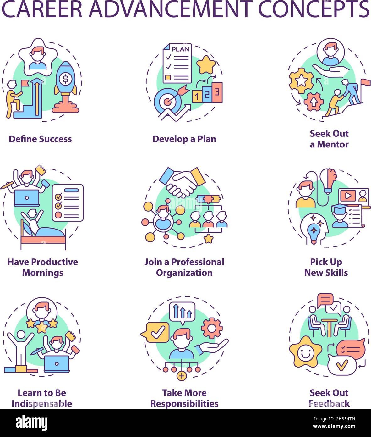 Career advancement concept icons set Stock Vector Image & Art - Alamy