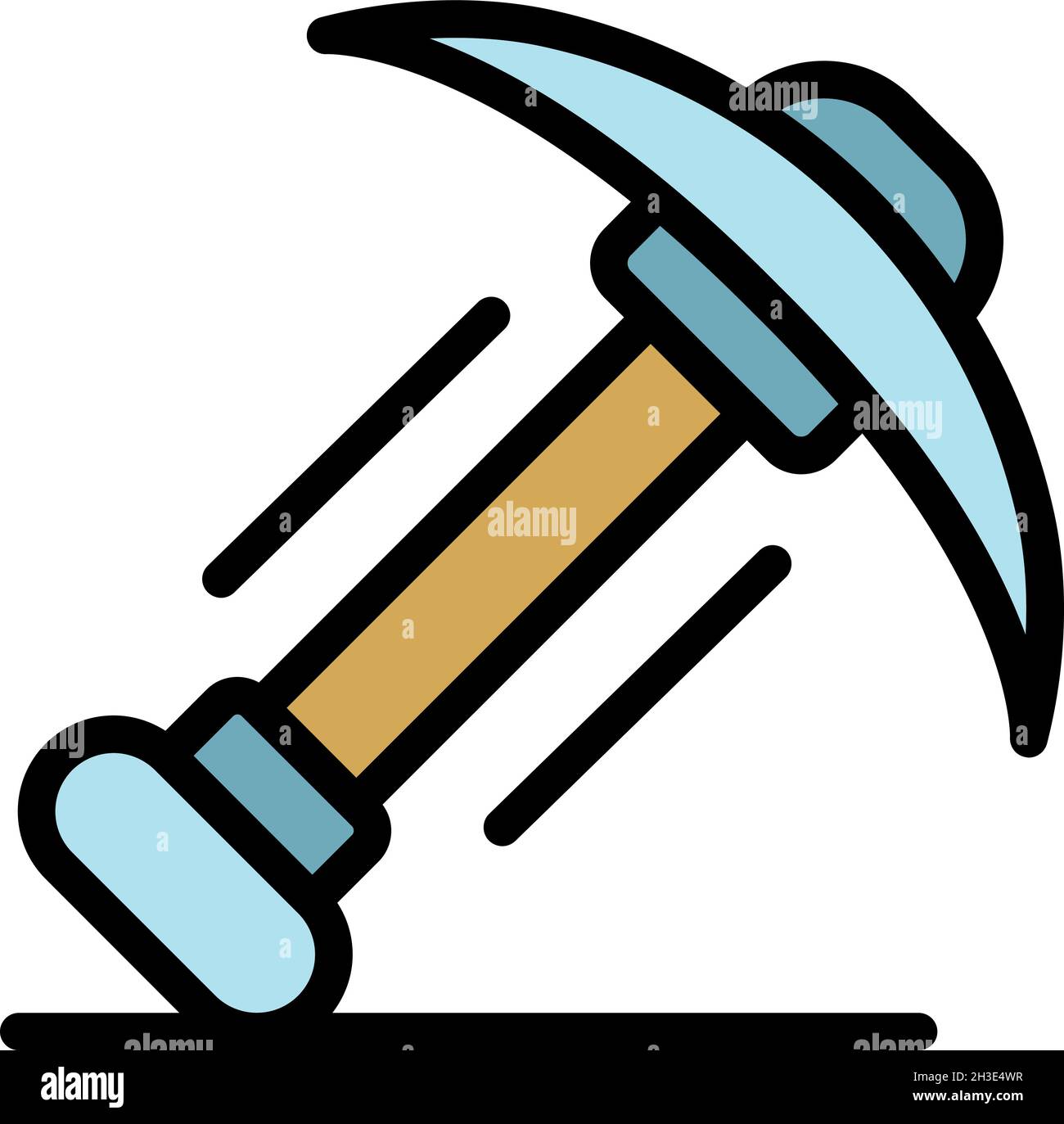 Pickaxe icon. Outline pickaxe vector icon color flat isolated Stock ...