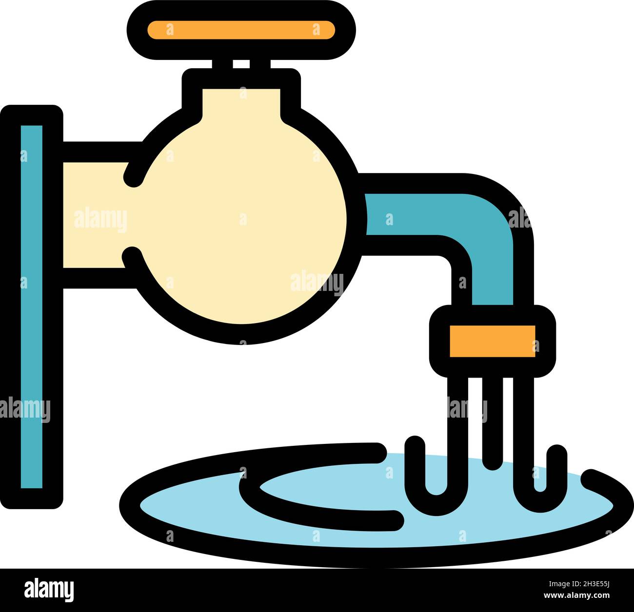 Water tap icon. Outline water tap vector icon color flat isolated Stock ...