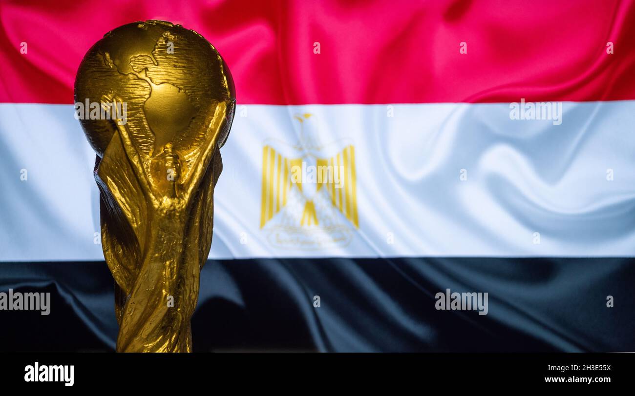 October 6, 2021 Cairo, Egypt. FIFA World Cup on the background of the ...