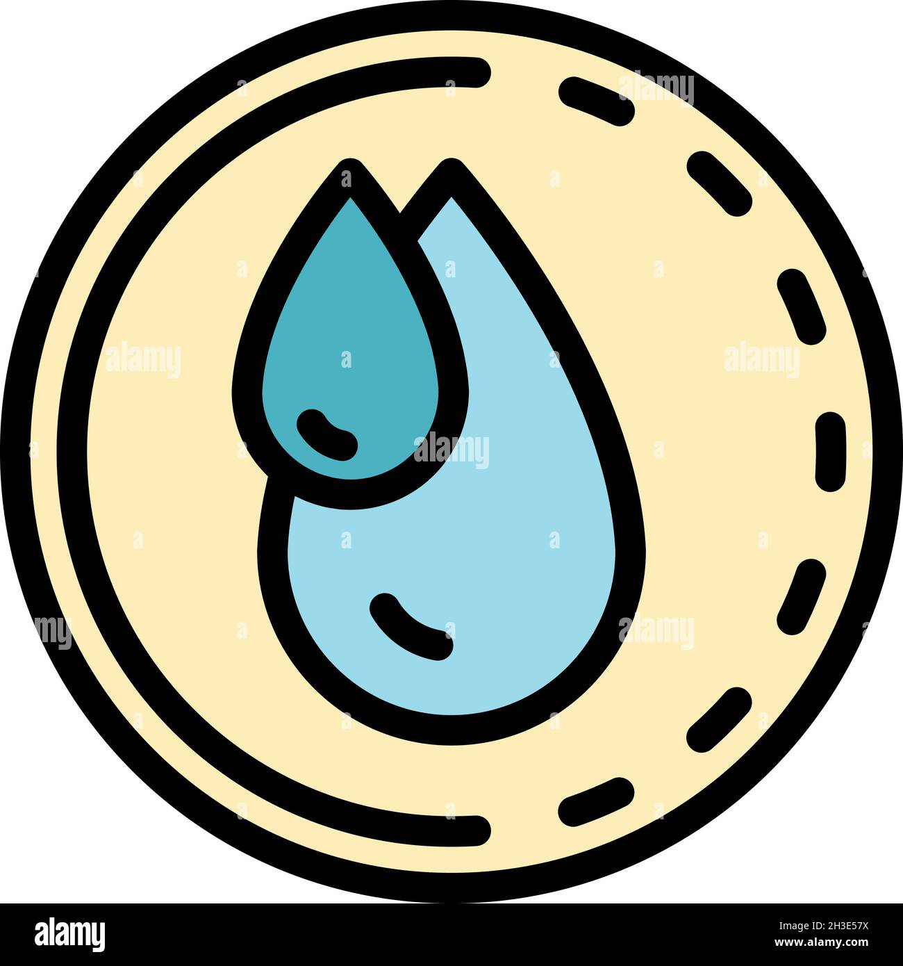 Small and big drop in a circle icon. Outline small and big drop in a ...