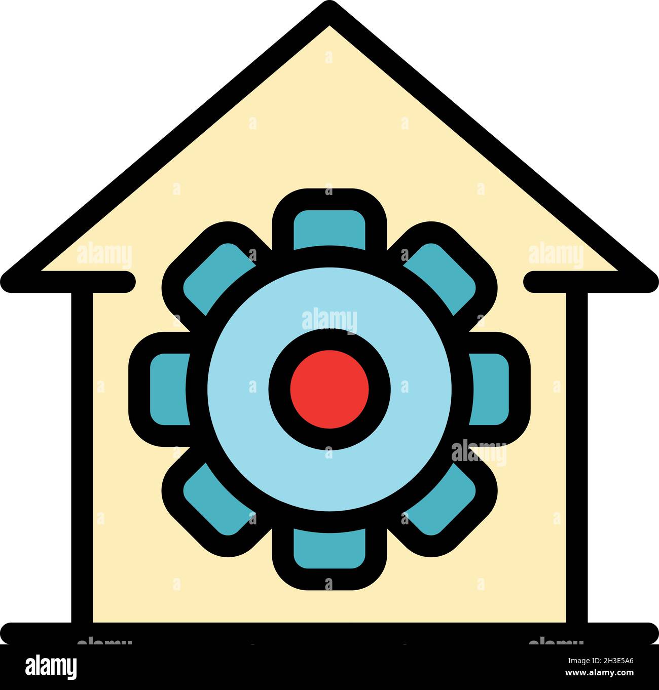 Gear in a house icon. Outline gear in a house vector icon color flat ...