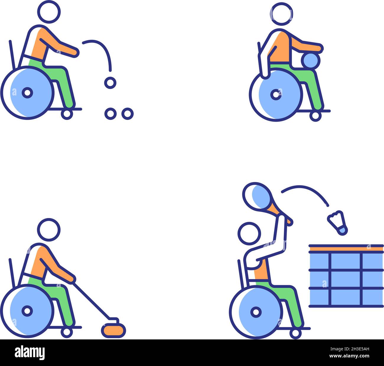 Wheelchair sports RGB color icons set Stock Vector Image & Art - Alamy
