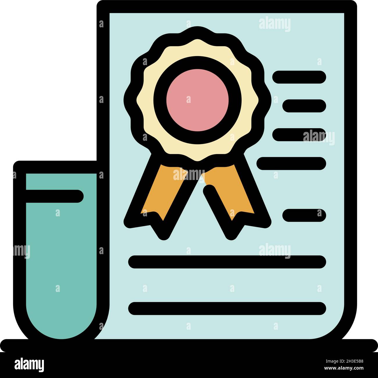 Form with official stamp icon. Outline form with official stamp vector ...