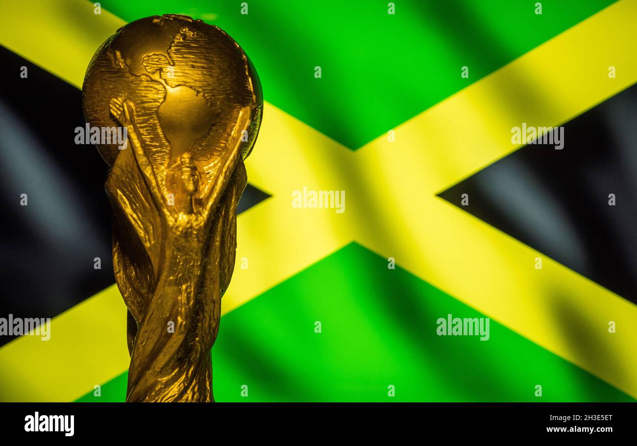 October 6, 2021, Kingston, Jamaica. FIFA World Cup on the background of ...