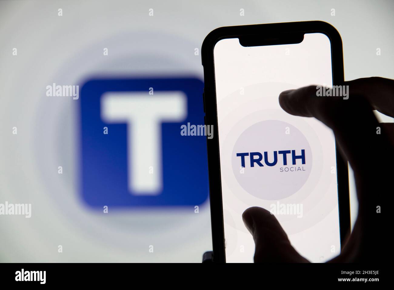 LONDON, UK - May 2021: Truth Social logo, a social network developed by ...