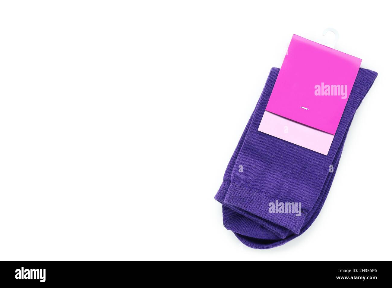 Blank pack of violet socks isolated on white background Stock Photo - Alamy