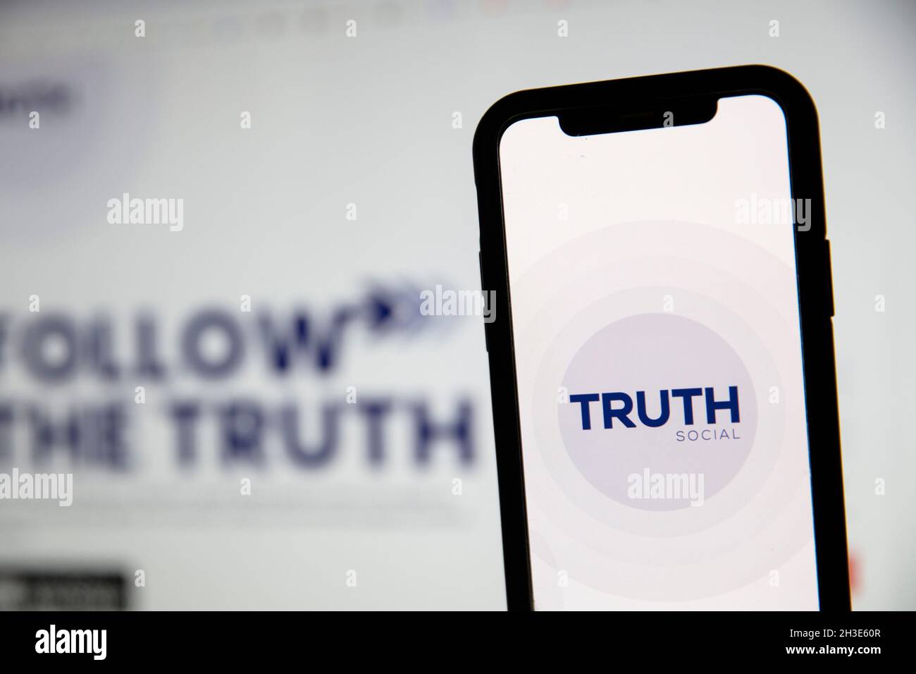 LONDON, UK - May 2021: Truth Social logo, a social network developed by ...