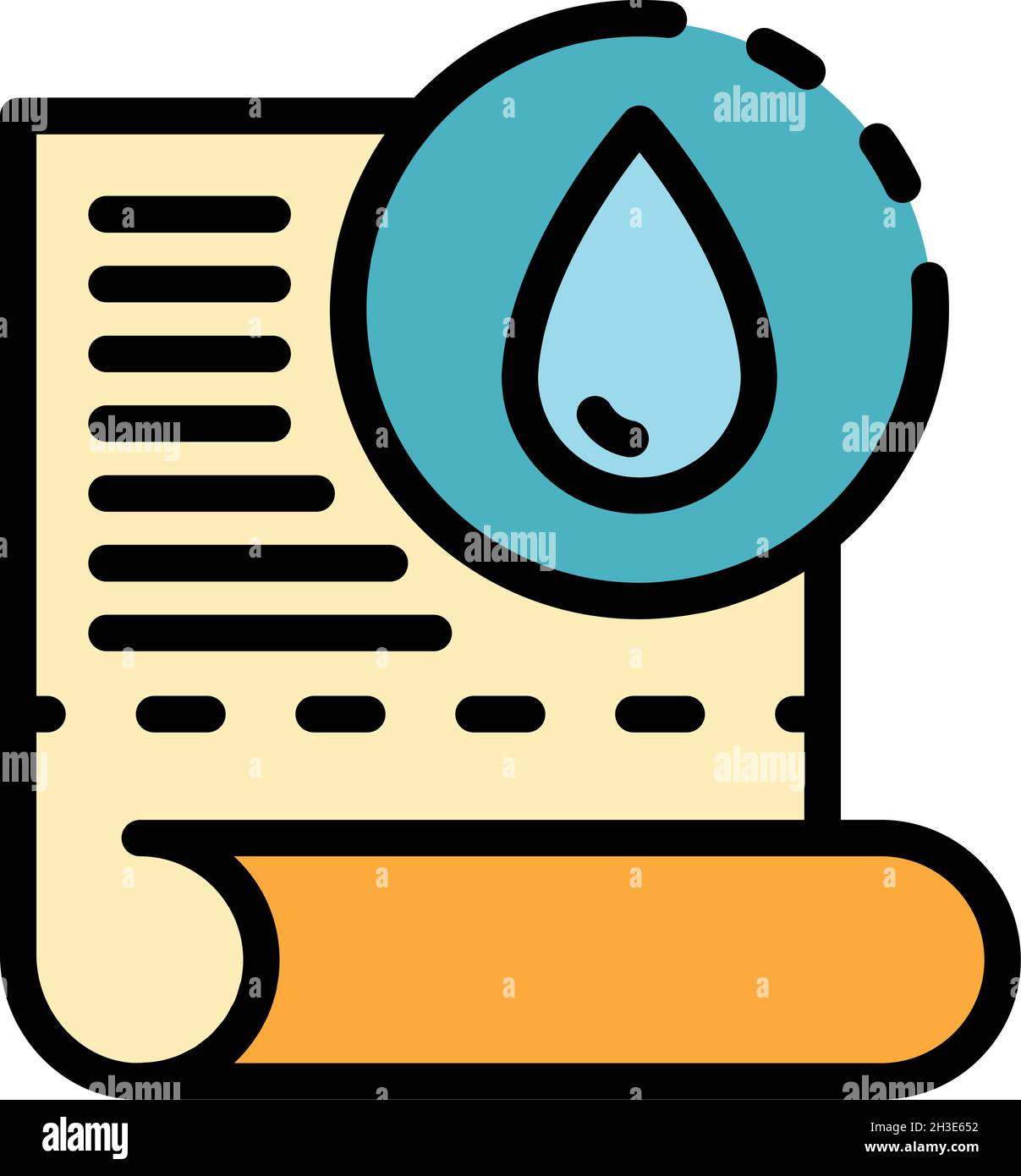 Drop and paper scroll icon. Outline drop and paper scroll vector icon ...