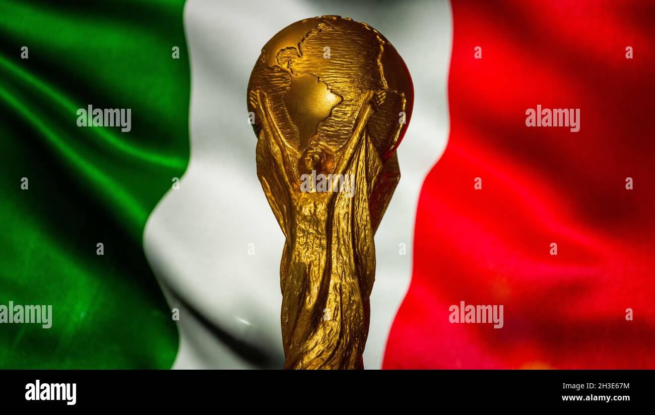 October 6, 2021, Rome, Italy. FIFA World Cup on the background of the ...