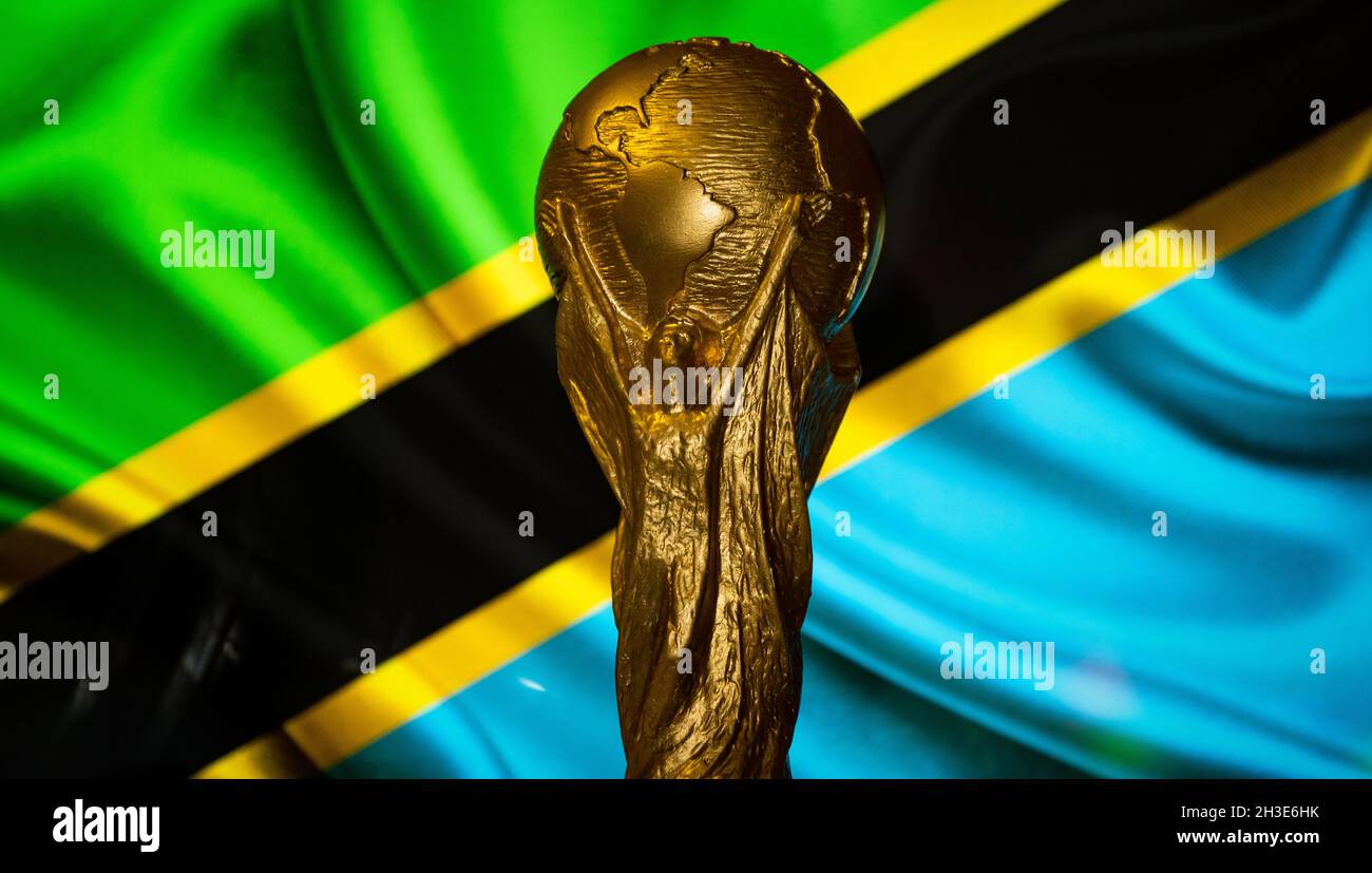 October 6, 2021, Dodoma, Tanzania. FIFA World Cup on the background of ...