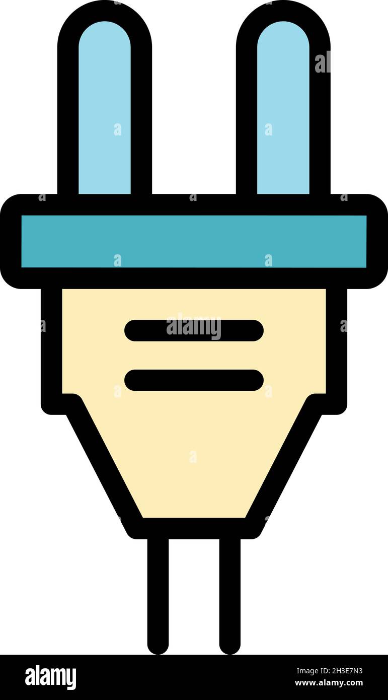 Electric plug icon. Outline electric plug vector icon color flat ...