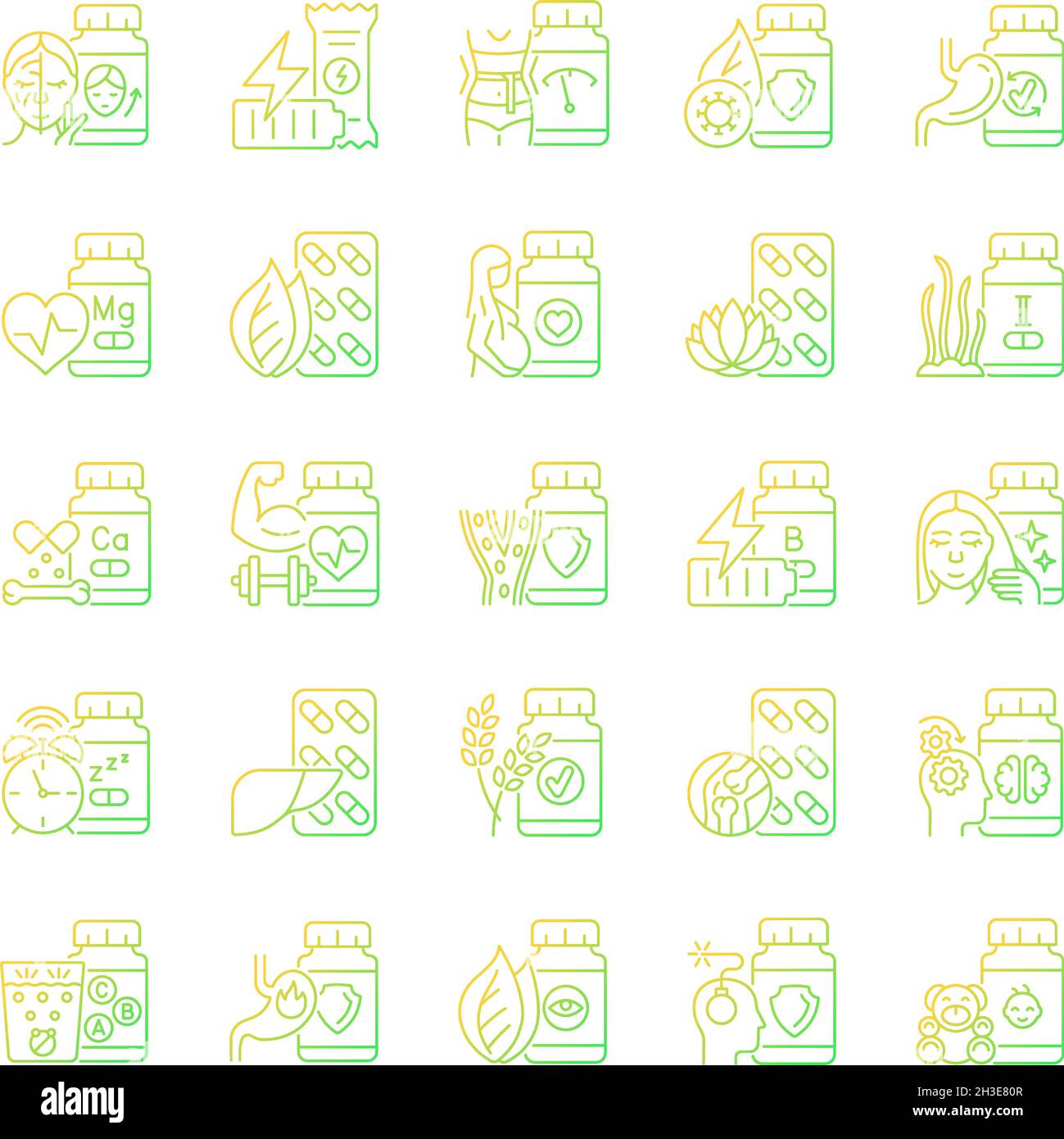 Food supplements gradient linear vector icons set Stock Vector Image & Art - Alamy