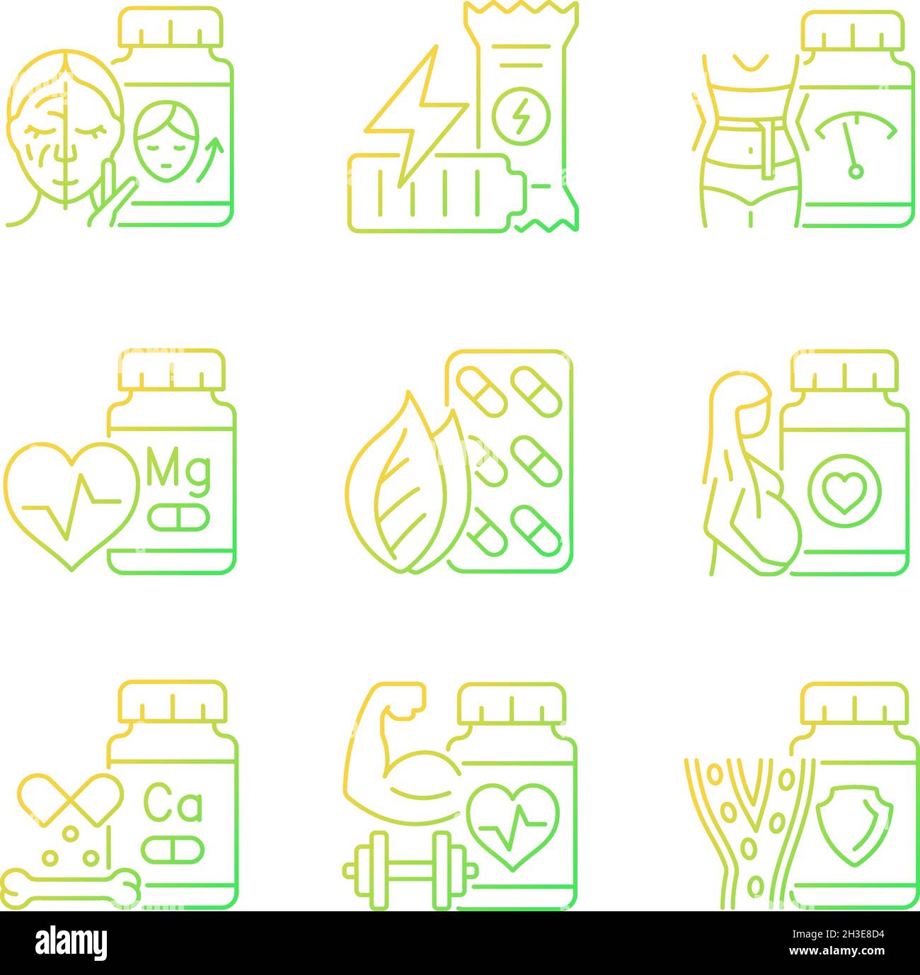 Food supplements gradient linear vector icons set Stock Vector Image & Art - Alamy