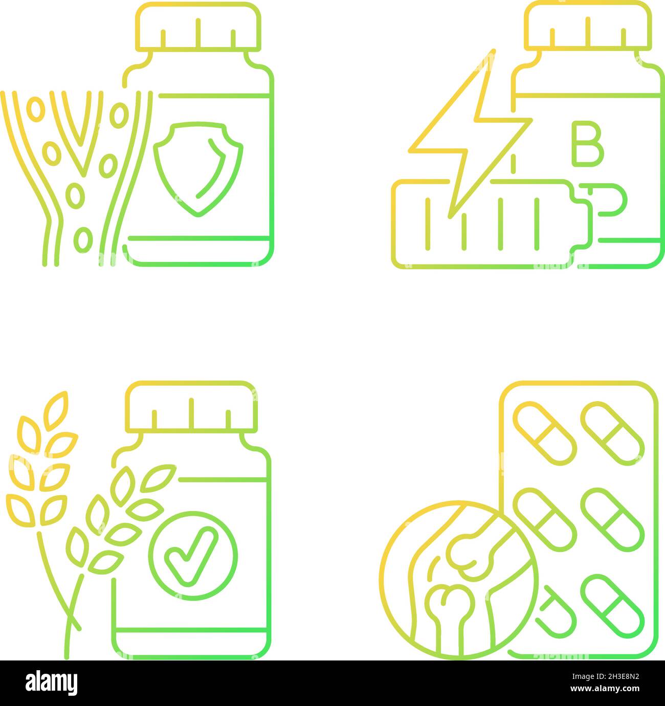 Food Supplements Gradient Linear Vector Icons Set Stock Vector Image