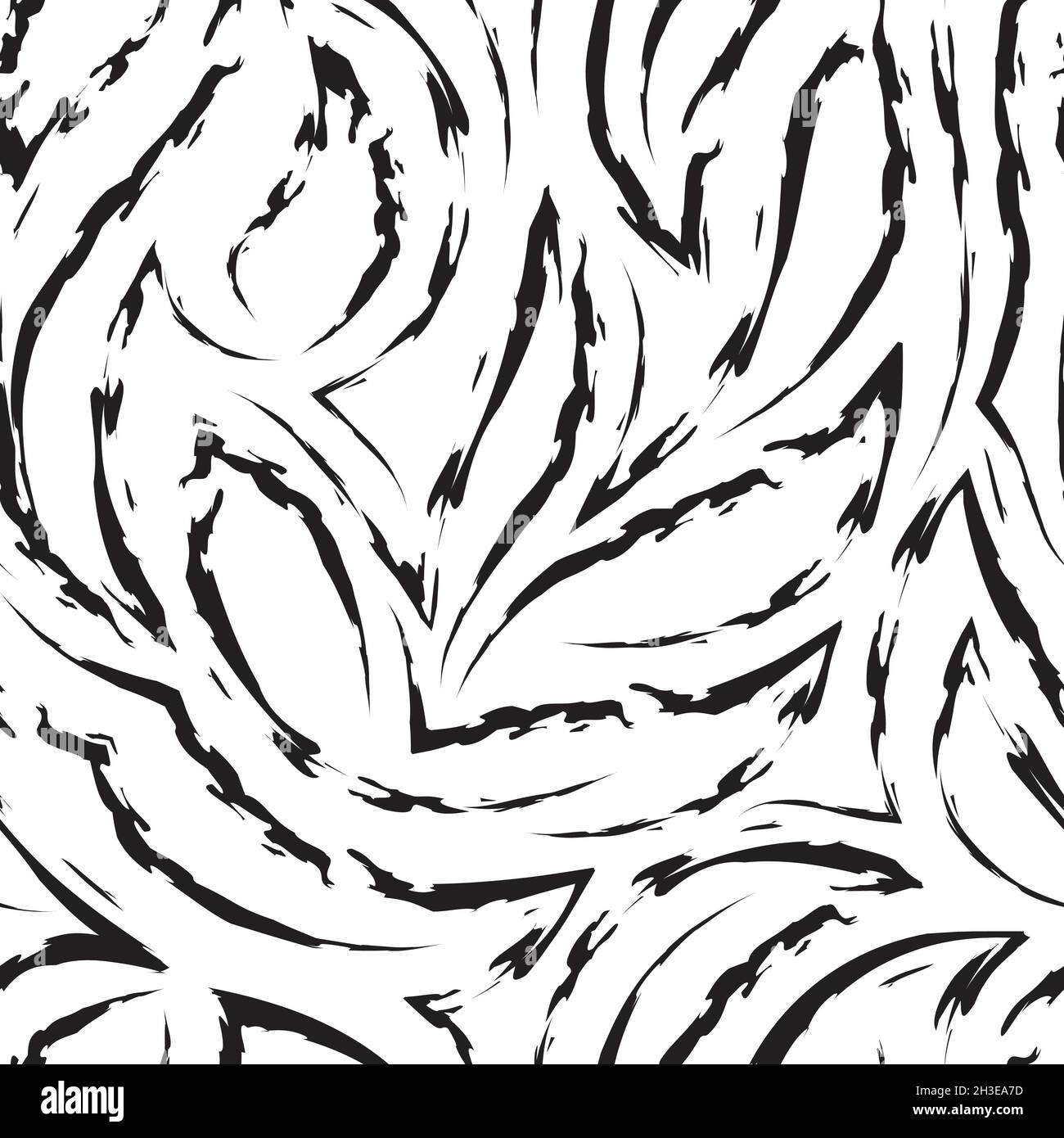 Vector seamless pattern in black colors from corners and flowing stripes with torn edges.Vector ...