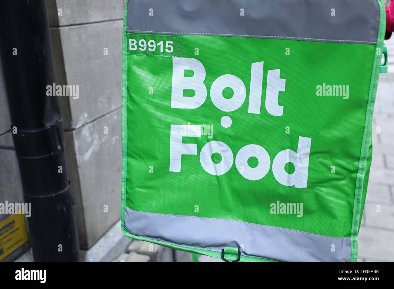Bolt food delivery in Stockholm, Sweden, during Sunday. Bolt is an ...