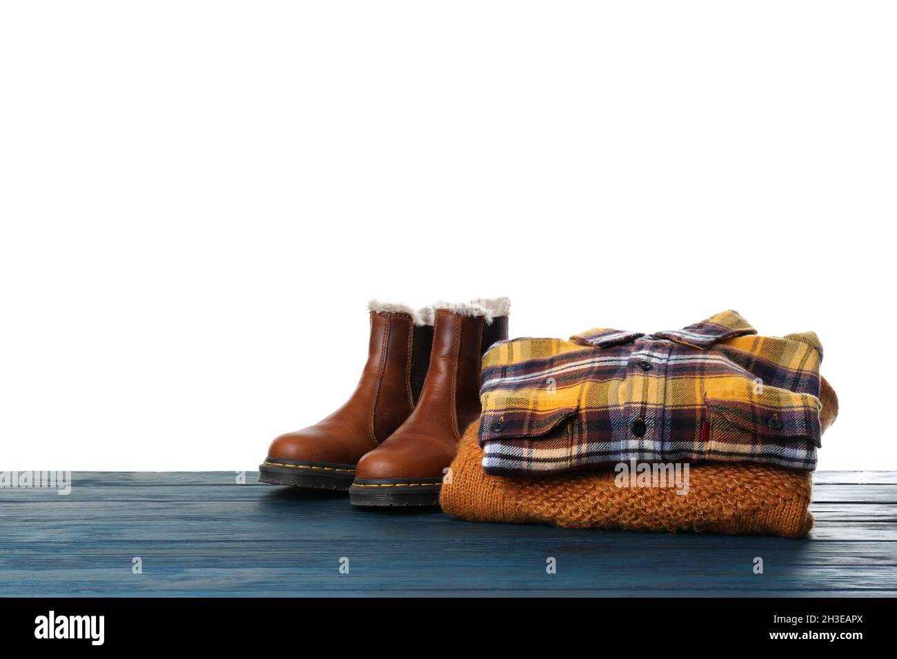 Concept of winter clothes isolated on white background Stock Photo - Alamy