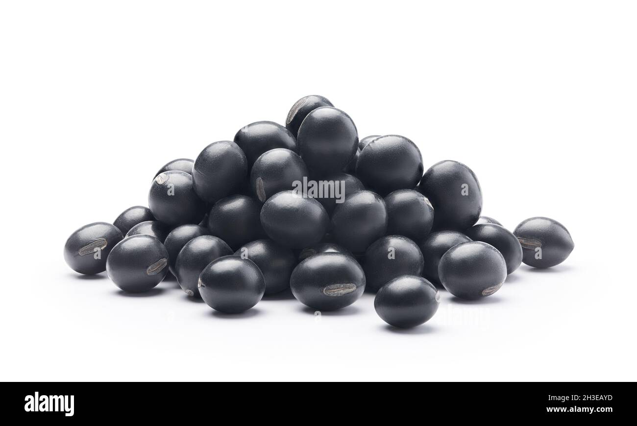 Organic green kernel black bean isolated on white background - Clipping ...