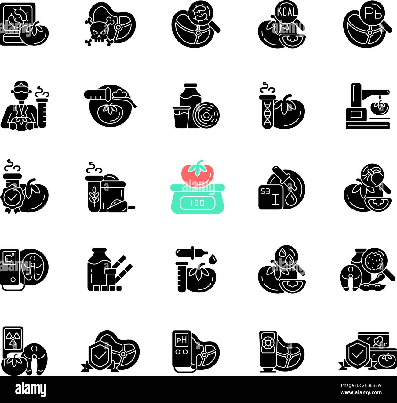 Food testing black glyph icons set on white space Stock Vector Image ...