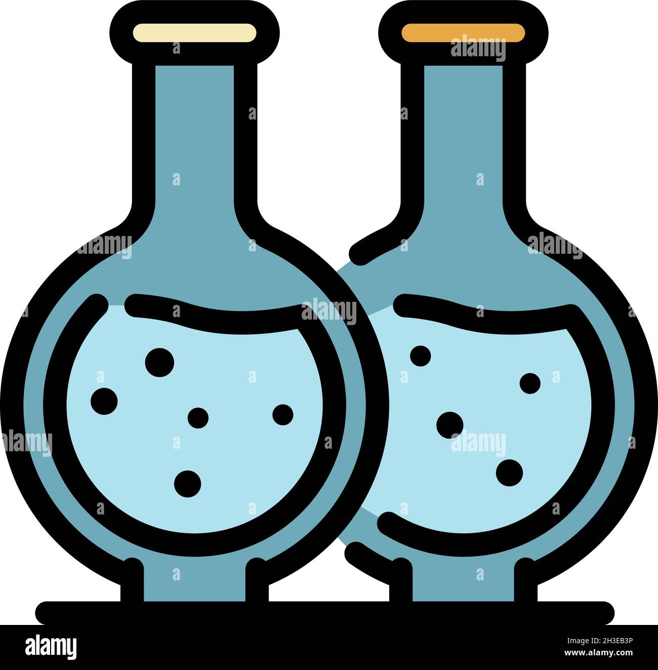 Flasks with liquid icon. Outline flasks with liquid vector icon color ...