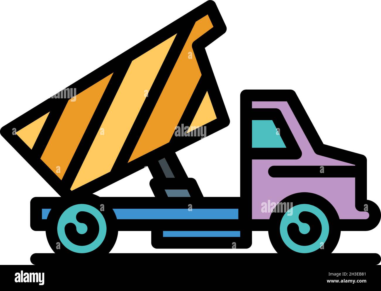 Construction tipper icon. Outline construction tipper vector icon color ...