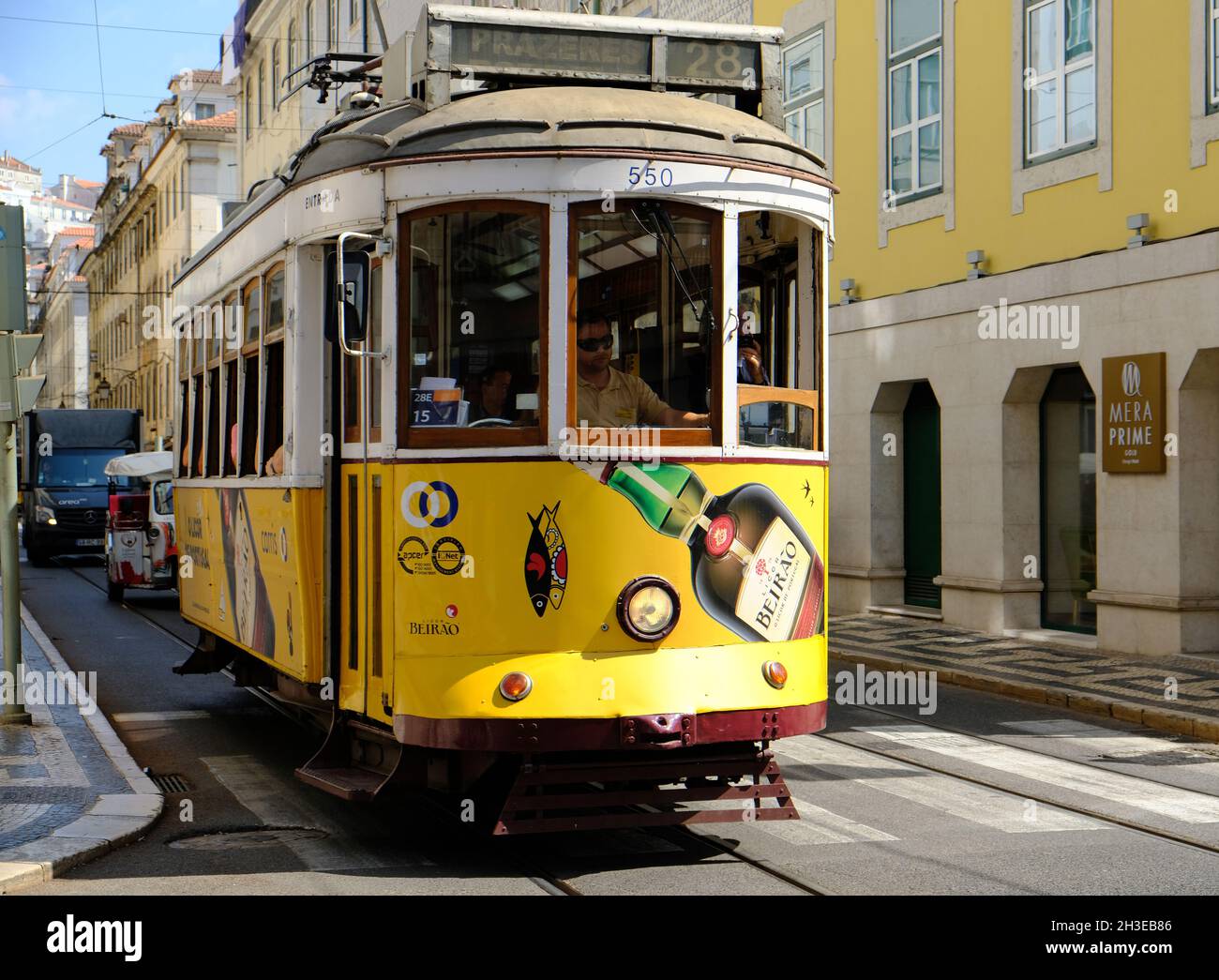 Portugal Lisbon - Lisbon tramway with tram Stock Photo - Alamy