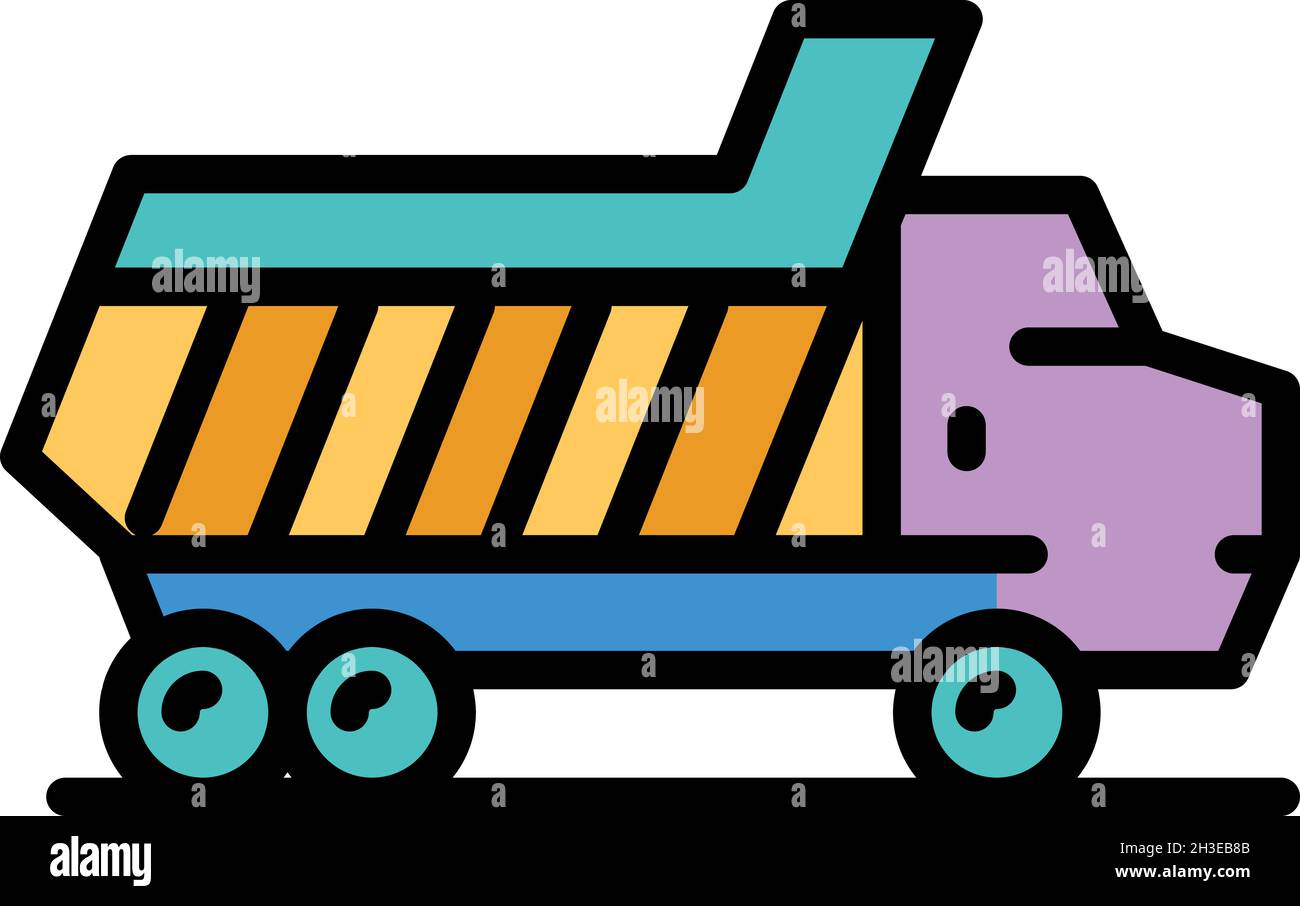 Tipper icon. Outline tipper vector icon color flat isolated Stock ...