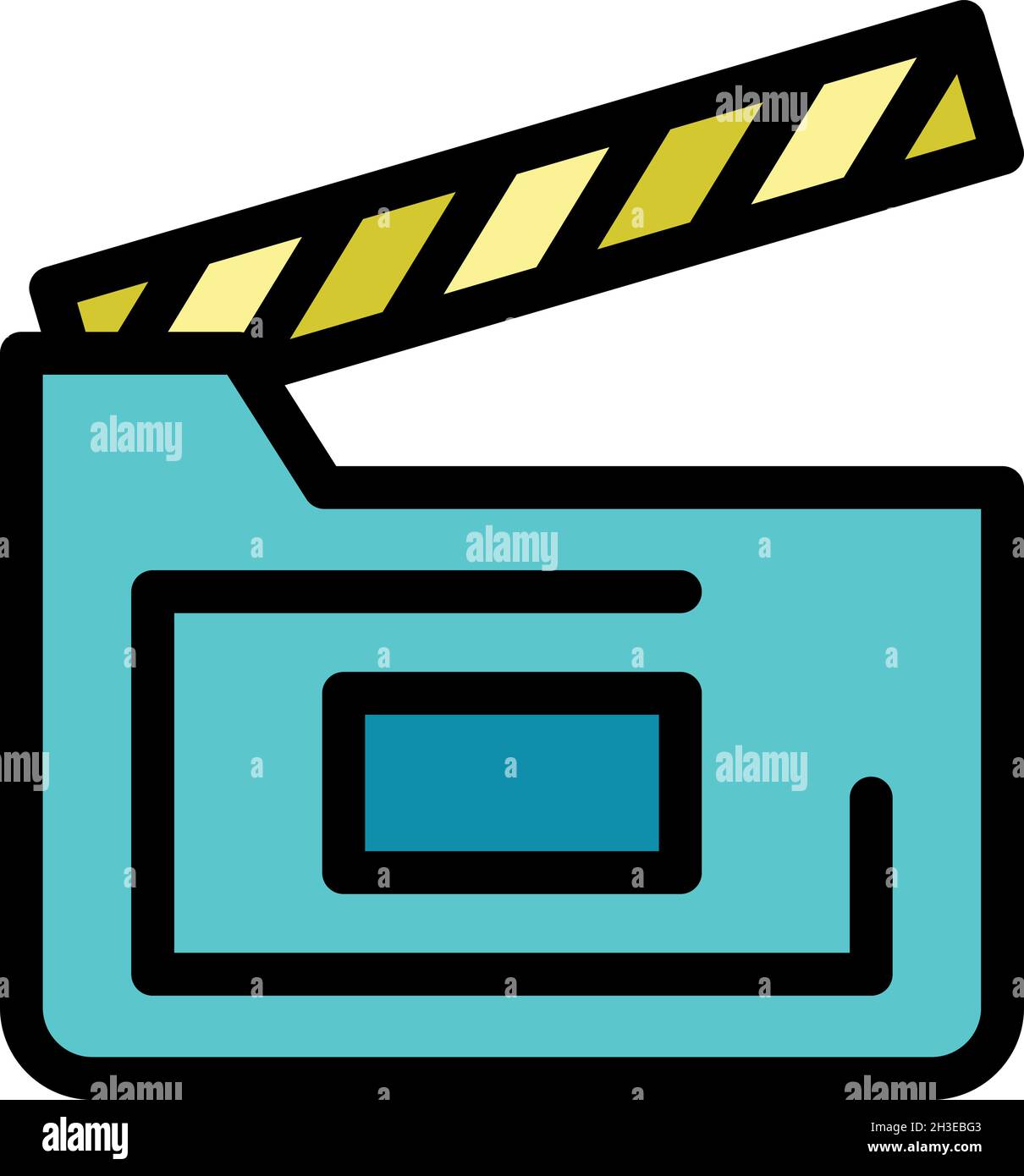 Action clapper icon. Outline action clapper vector icon color flat ...