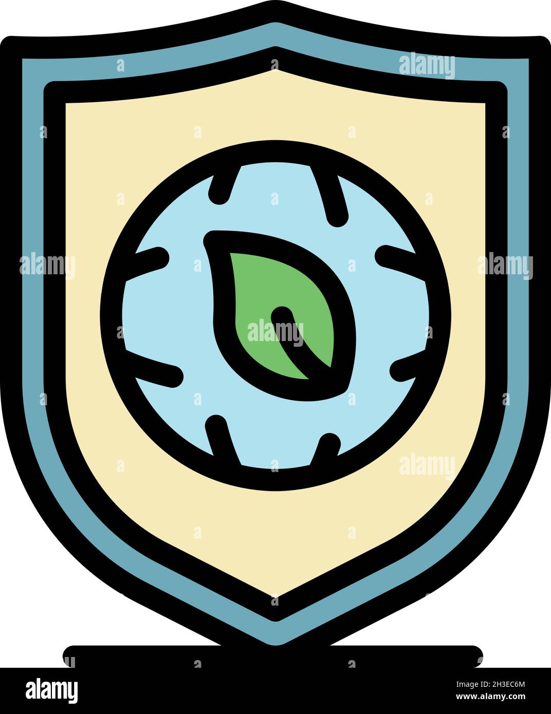 Eco shield leaf icon. Outline eco shield leaf vector icon color flat ...