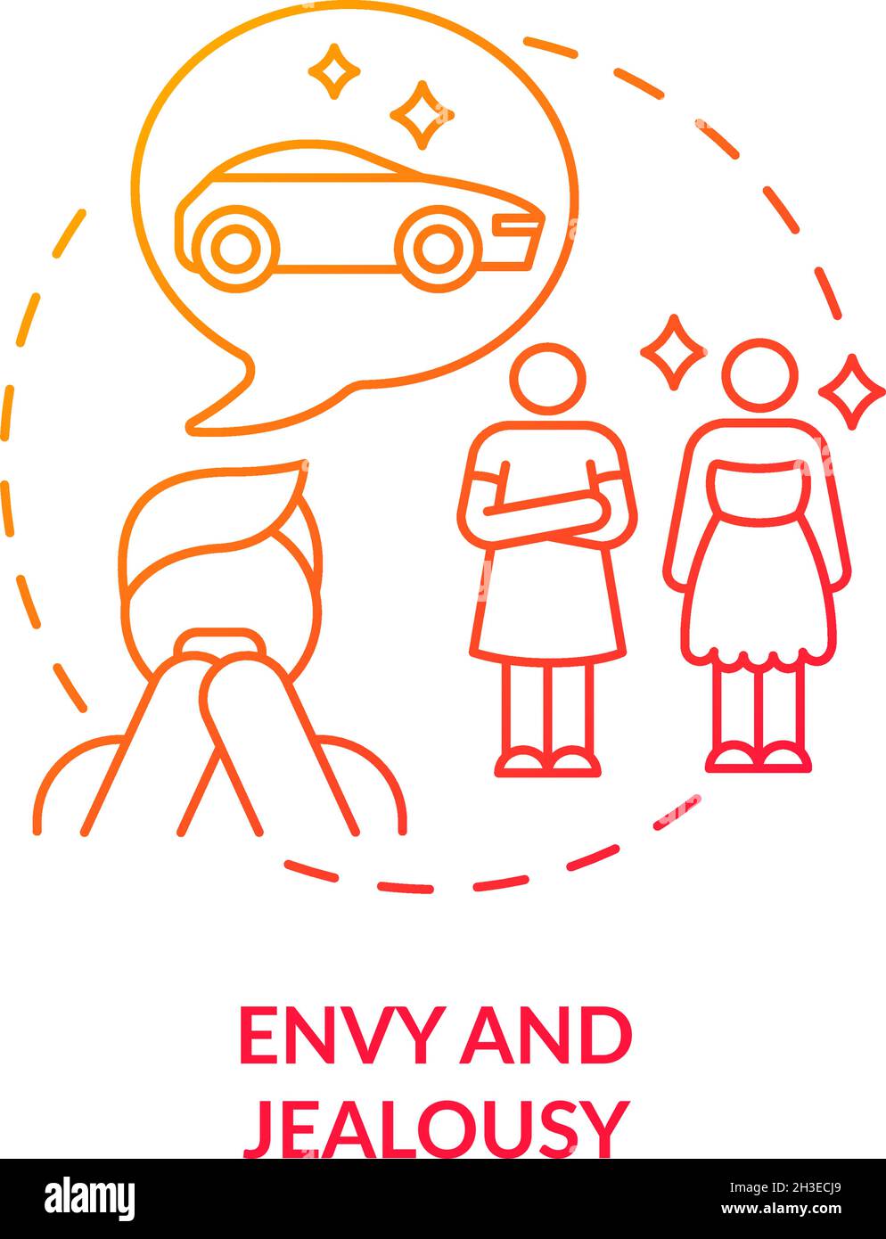 Envy and jealousy red gradient concept icon Stock Vector Image & Art ...