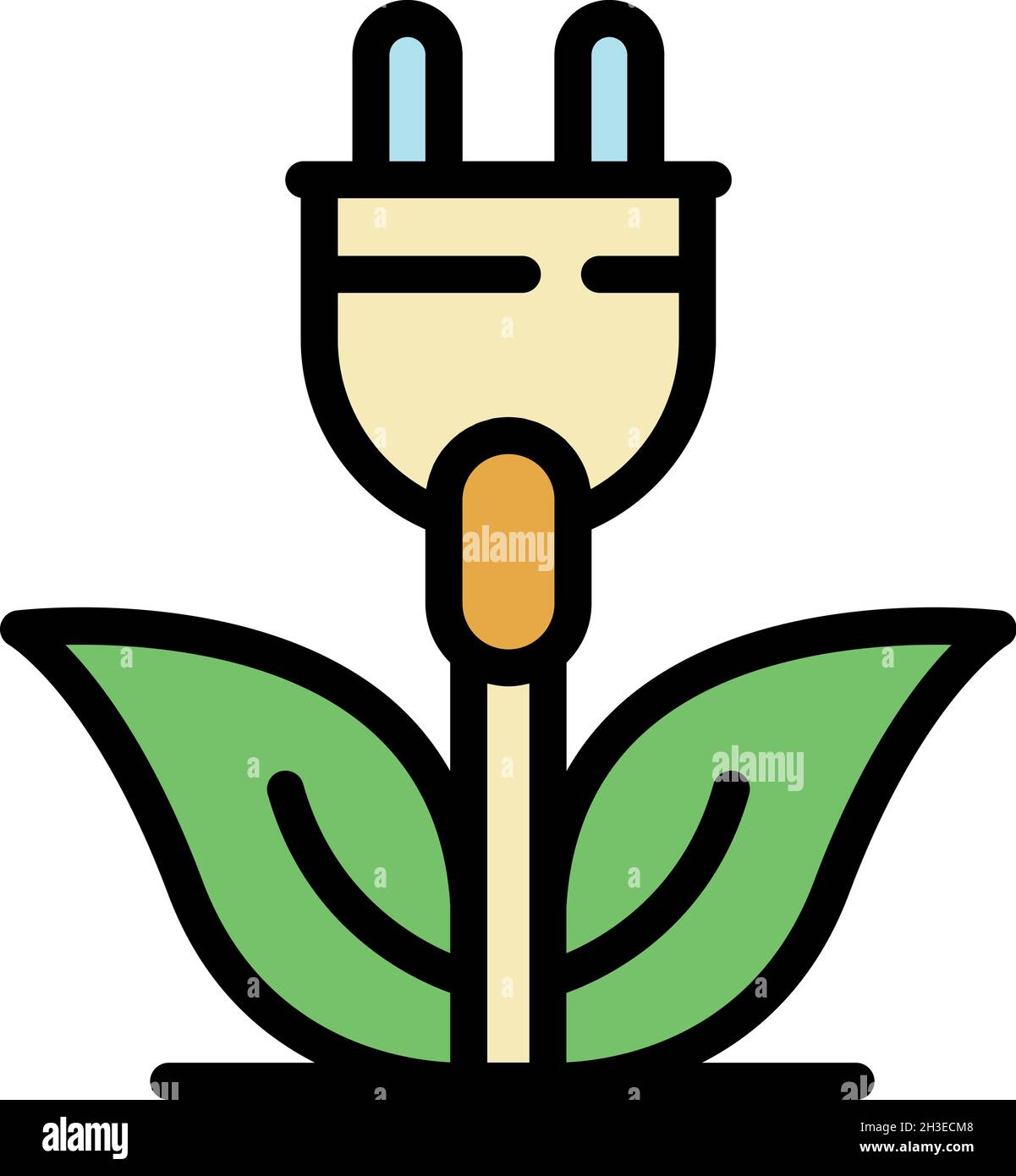 Eco plug icon. Outline eco plug vector icon color flat isolated Stock ...