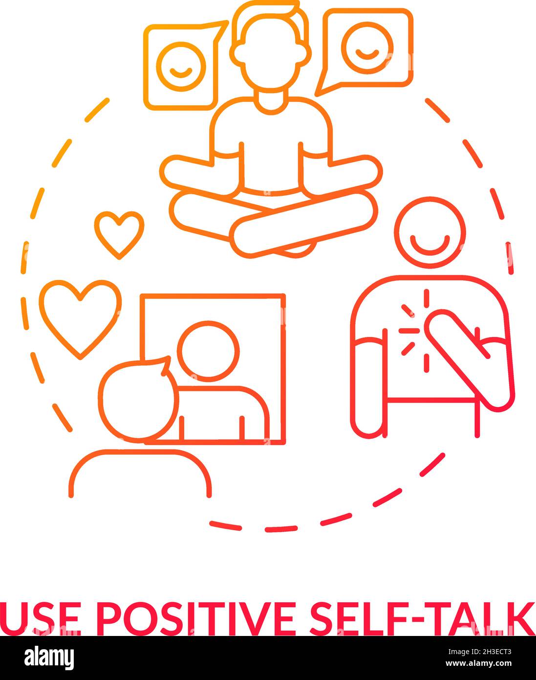 Use positive self talk red gradient concept icon Stock Vector Image ...
