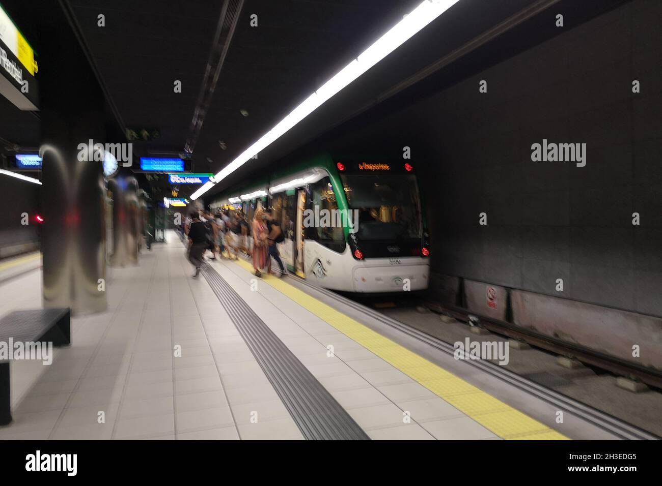 Metro Malaga at Palacio de Los Deportes station, Malaga, Andalusia ...