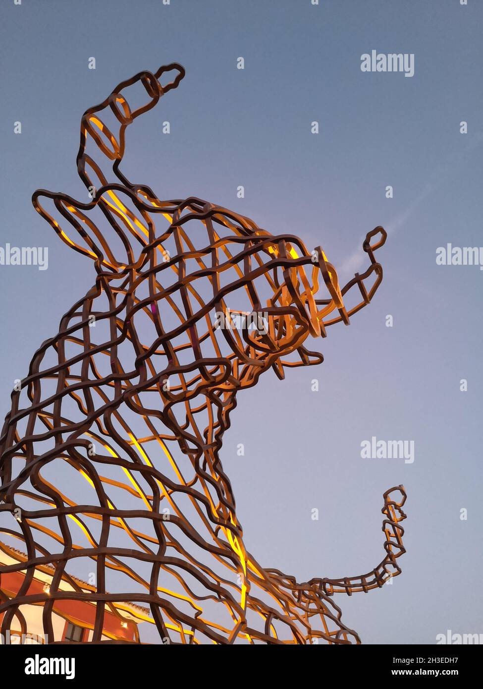 Bull monument at Plaza Mayor, Malaga, Andalusia, Spain Stock Photo - Alamy