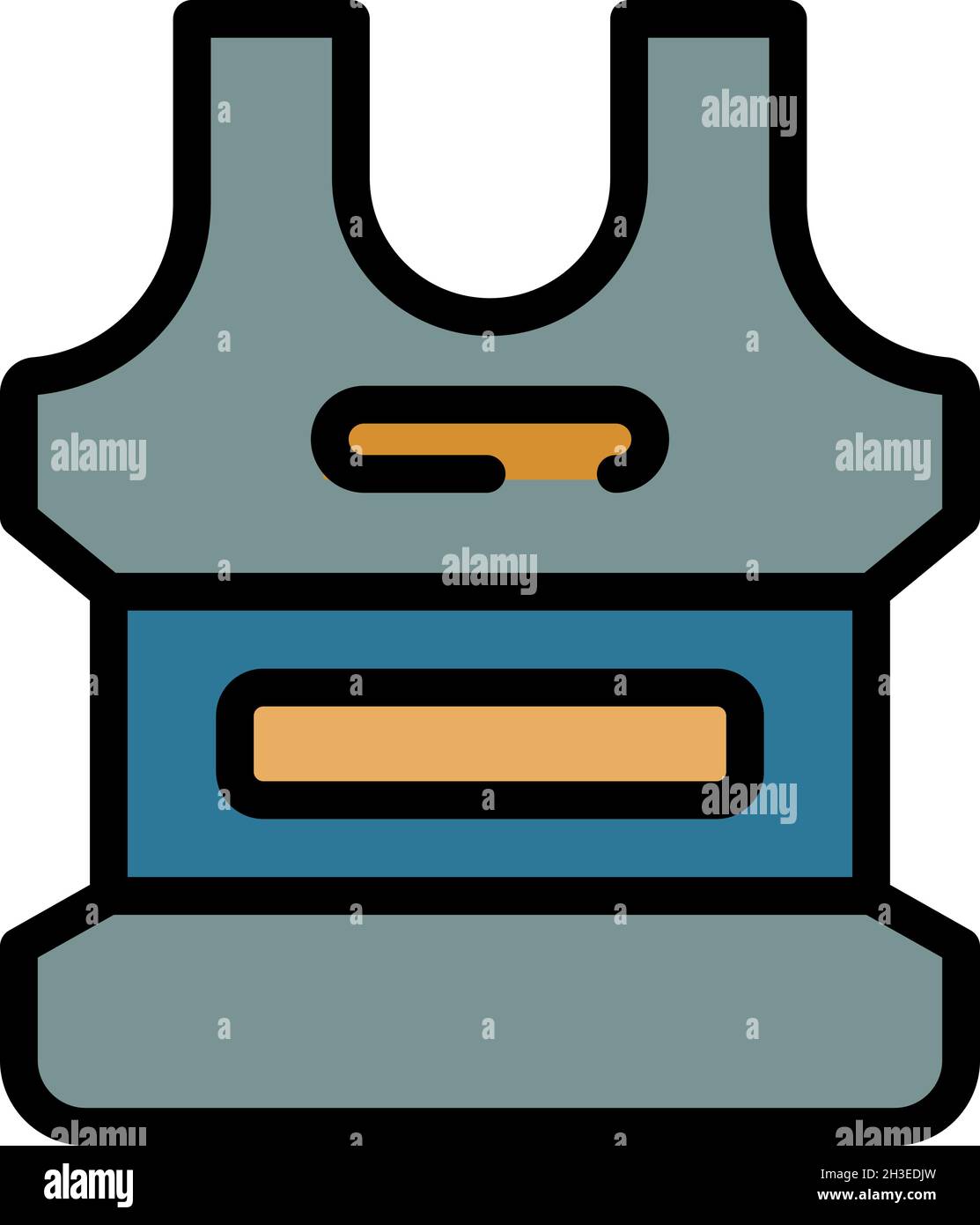 Bulletproof vest icon. Outline bulletproof vest vector icon color flat ...