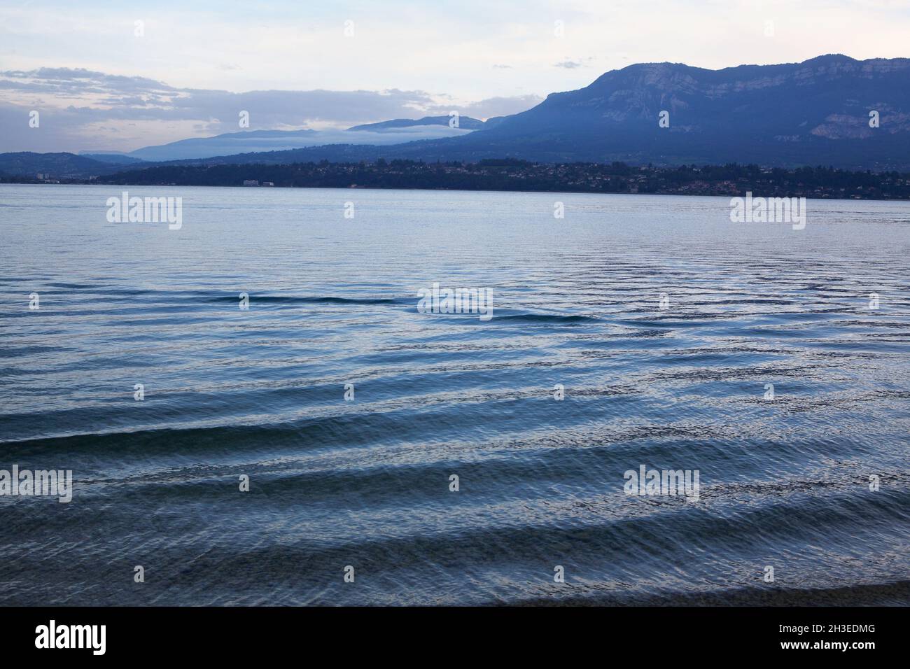 Water waves of Lac du Bourget in France near Chambery . Lake du Bourget ...