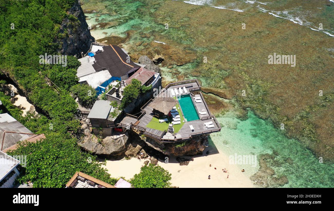 Aerial view of amazing cliffs panorama at the blue point Suluban beach ...
