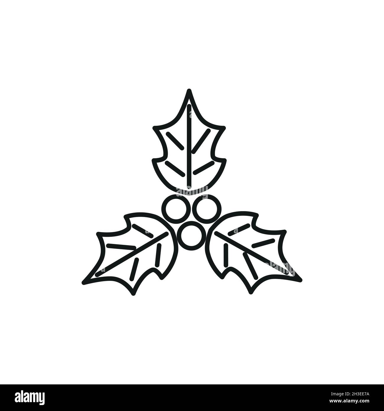 Holly berry Christmas outline icon Vector isolated Stock Vector Image ...